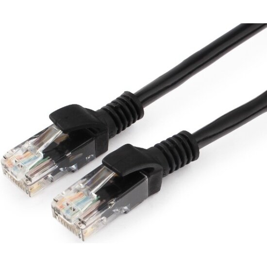 Патч-корд медный Cablexpert UTP кат.5e, 1м, литой, многожильный (чёрный) (PP10-1M/BK)