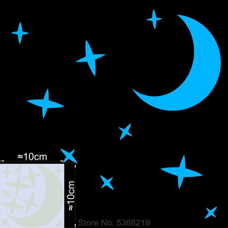 Светящиеся звезды наклейки на стену 020