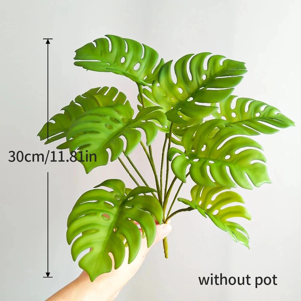Искусственные листья монстеры Kmitang 30 см зеленые