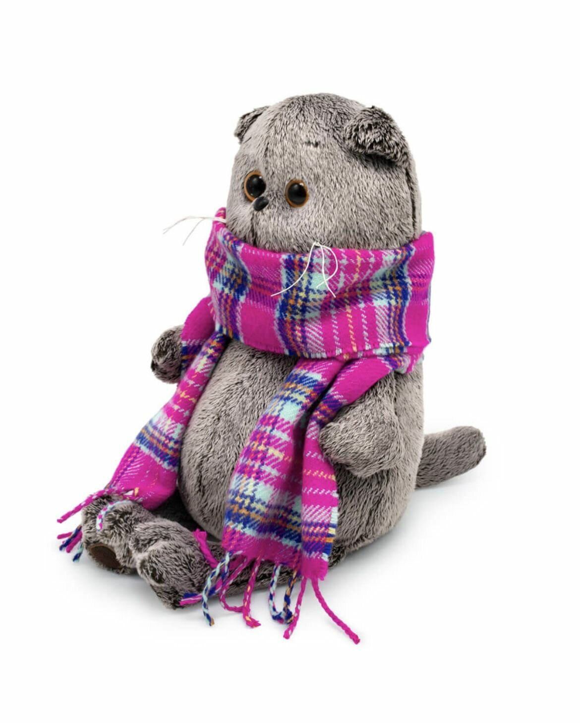 Budi Basa Мягкая Игрушка Кот Басик в ярко-розовом шарфе (25см, в подарочной коробке) Ks25-246