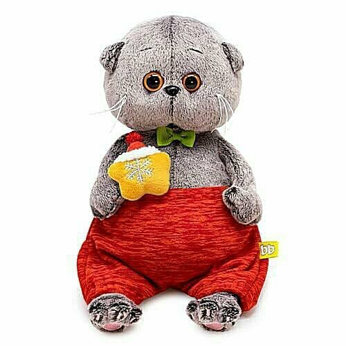 Budi Basa Мягкая Игрушка Кот Басик BABY с новогодней игрушкой (20см, в подарочной коробке) BB-127, (ООО "МПП")