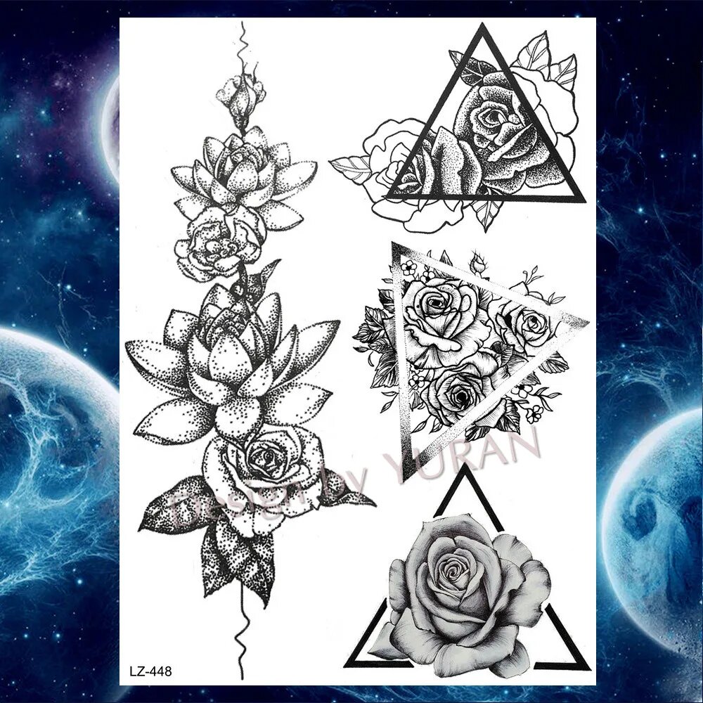 Временная татуировка YURAN Цвет: GLZ448, цветы