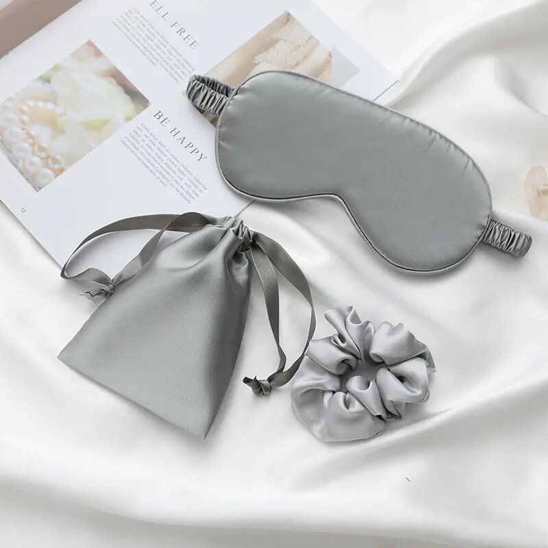 Набор из 3 масок для сна из искусственного шелка RPXBGUCKARHG Gray
