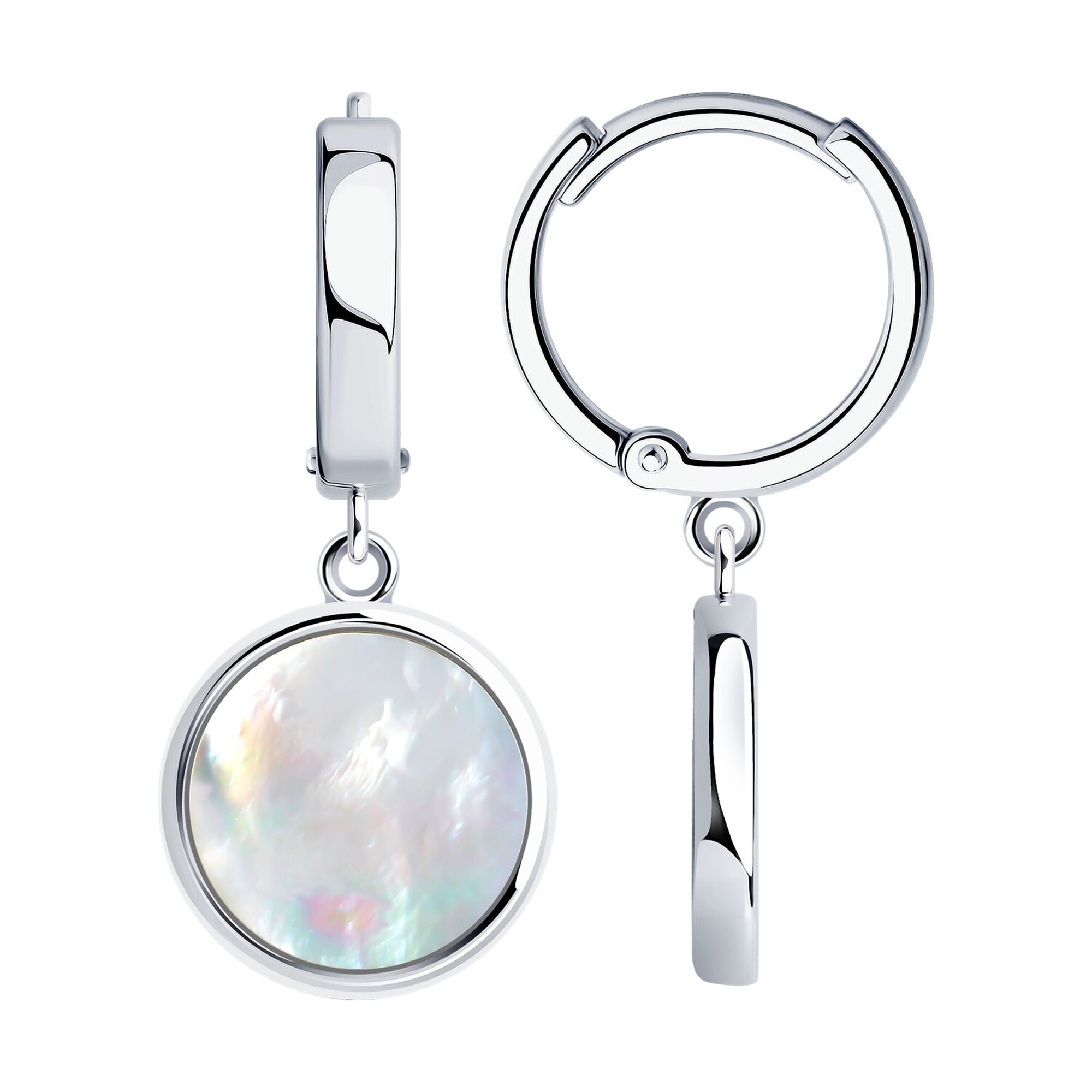 Серьги, серебро, 925 проба, родирование, перламутр