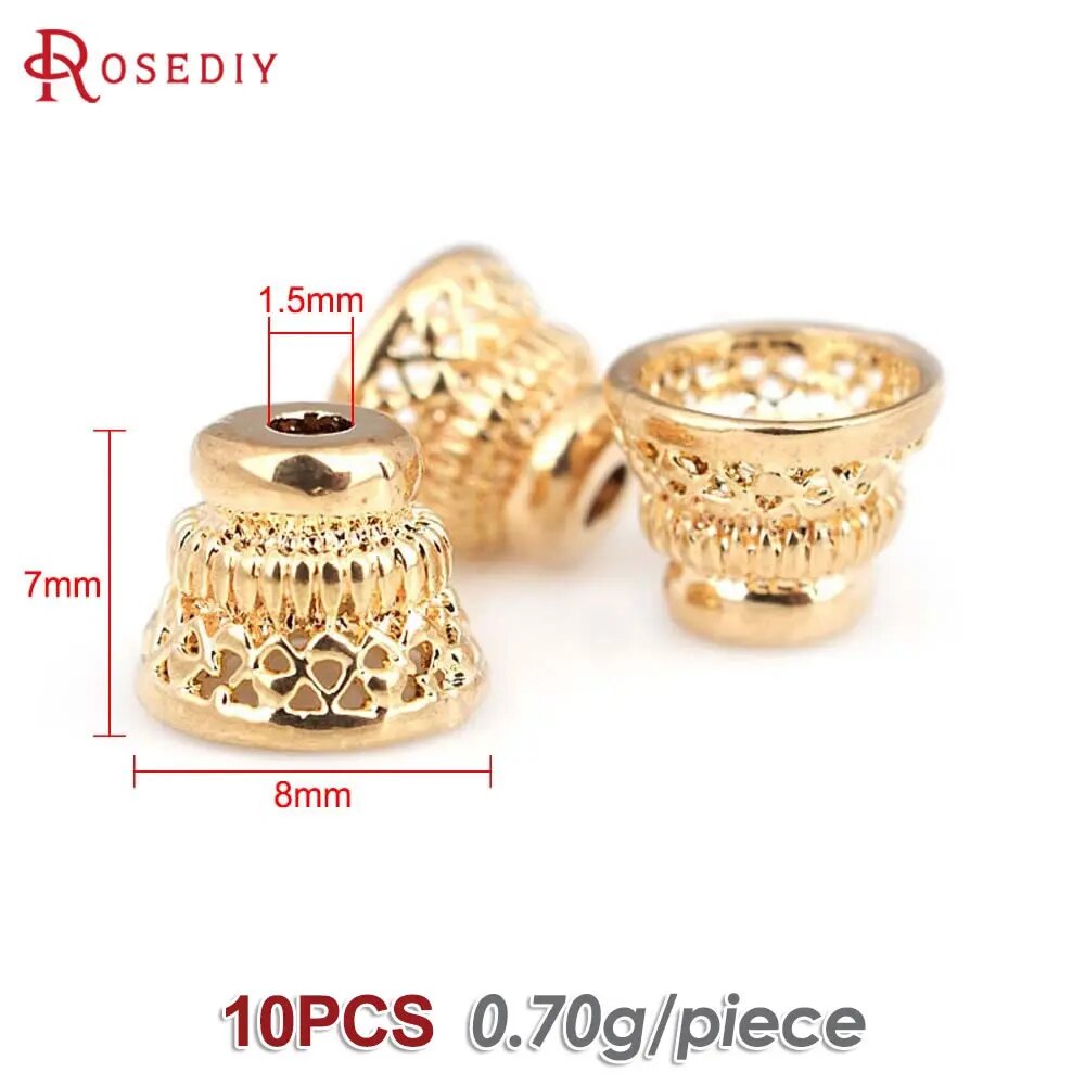 Колпачки для кистей Rosediy, 18K Gold Color, 10шт