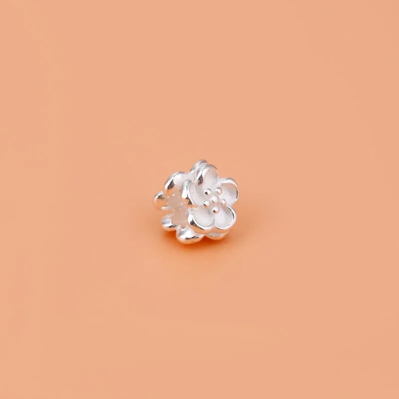 Серебряная бусина 925 с цветком, диаметр S