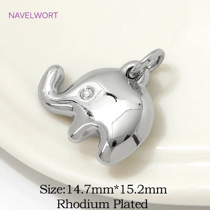 Подвески NAVELWORT Золотые Позолоченные Слоны 4 штуки 4 pieces, Rhodium Plated