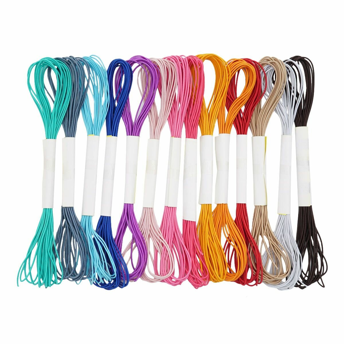 0370-0301 Шнур элаcтичный 1,3 гр/м, эластичность 200%, 1 мм*5,5 м, ассорти 14 шт