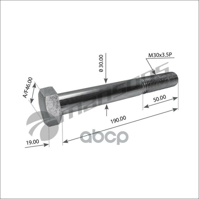 Болт полурессоры оцинкованный ! M30x3.5x209/190 BPW Mansons арт. M30190