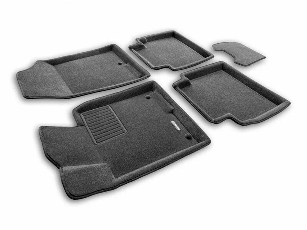 Коврики текстильные 3D Euromat Hyundai Sonata 7 (2014-2019) Kia Optima 4 (2015-2020) полиуретановый подпятник темносерые