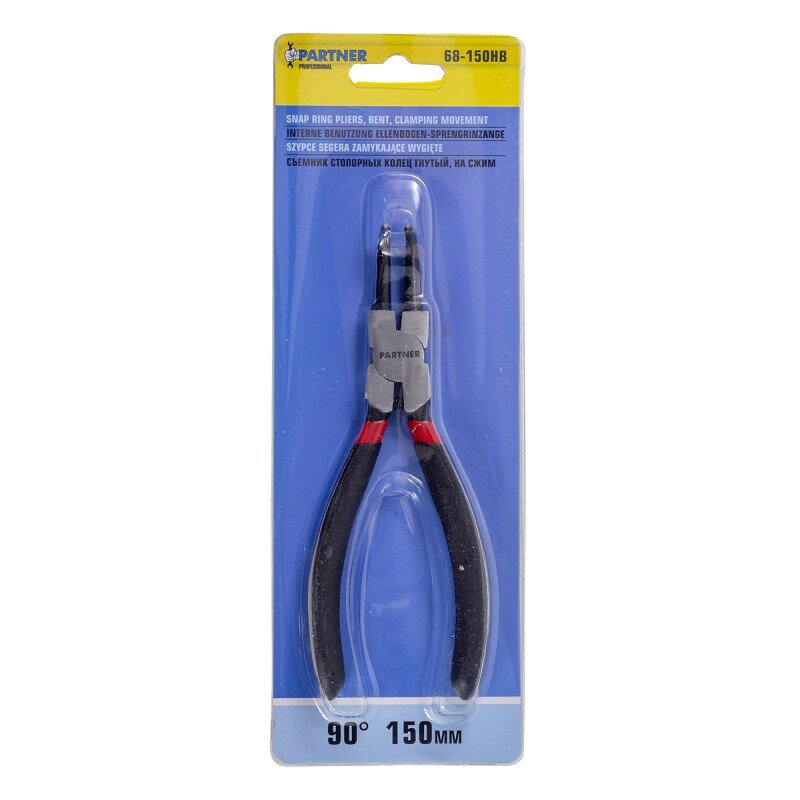 Съемник стопорных колец изогнутый на сжим (90, L-150мм), в блистере