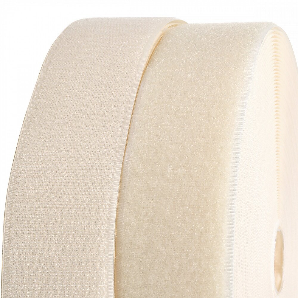 Лента контактная TBY липучка пришивная качество B, ширина 50 мм цвет F306 светло-бежевый, 25 м пара