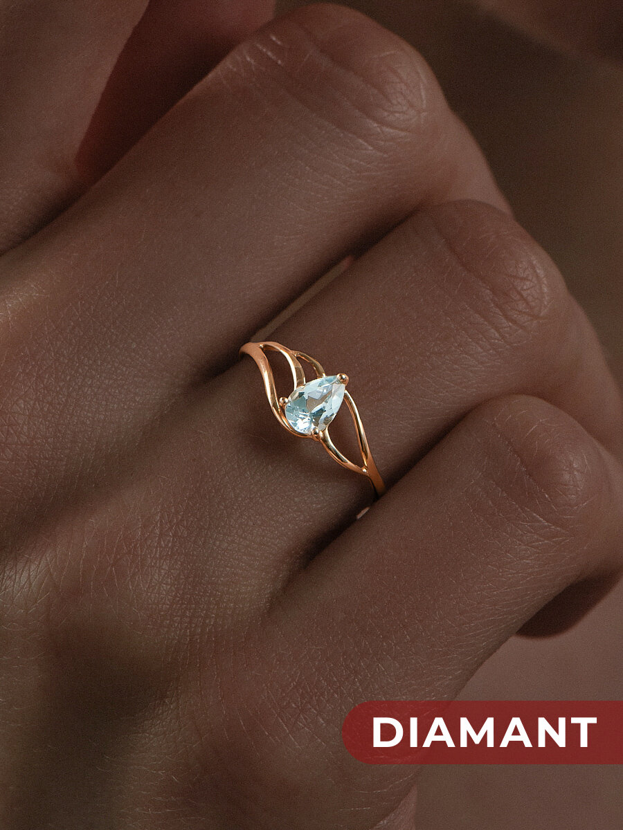 Кольцо, красное золото, 585 проба, топаз