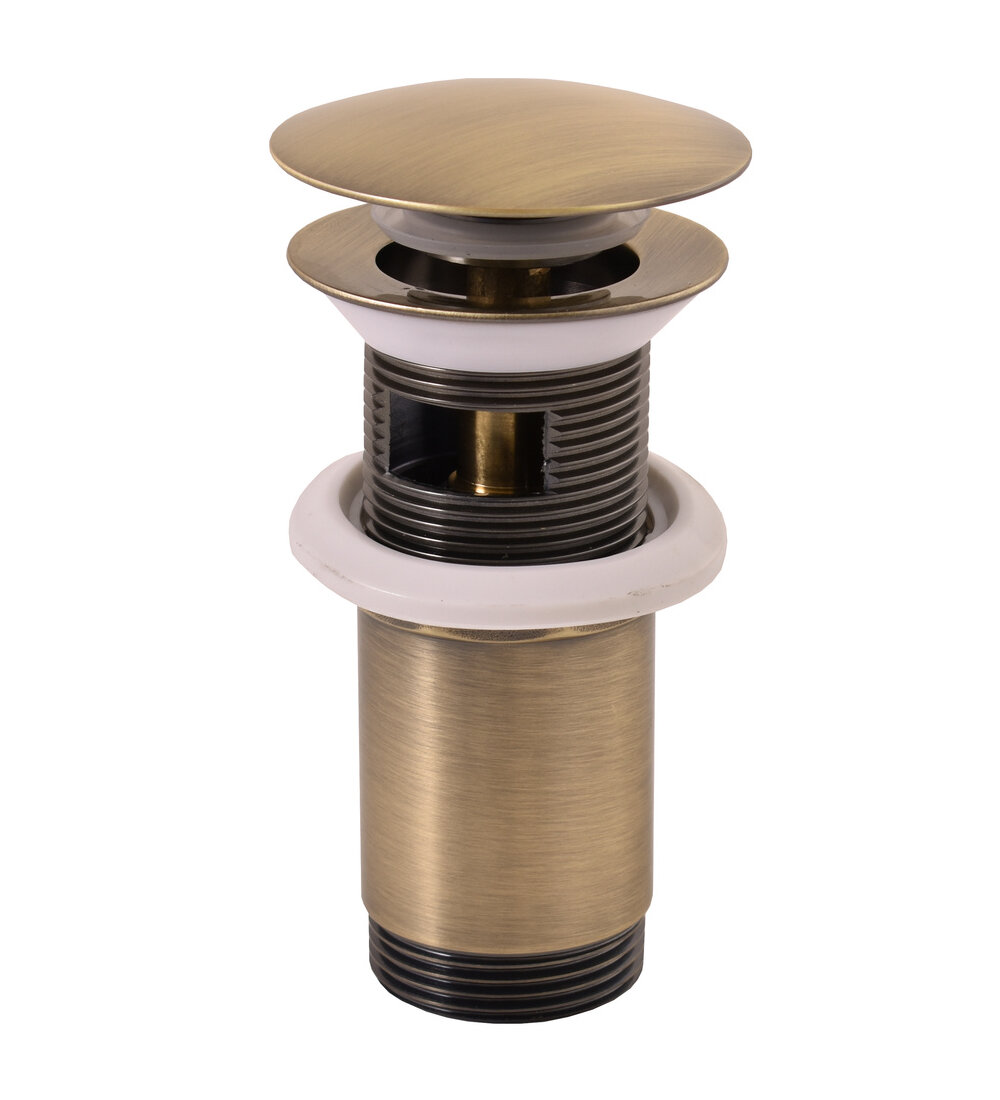 Донный клапан для умывальника RAV Slezak Click-Claсk, круглая крышка, бронза MD0484SM