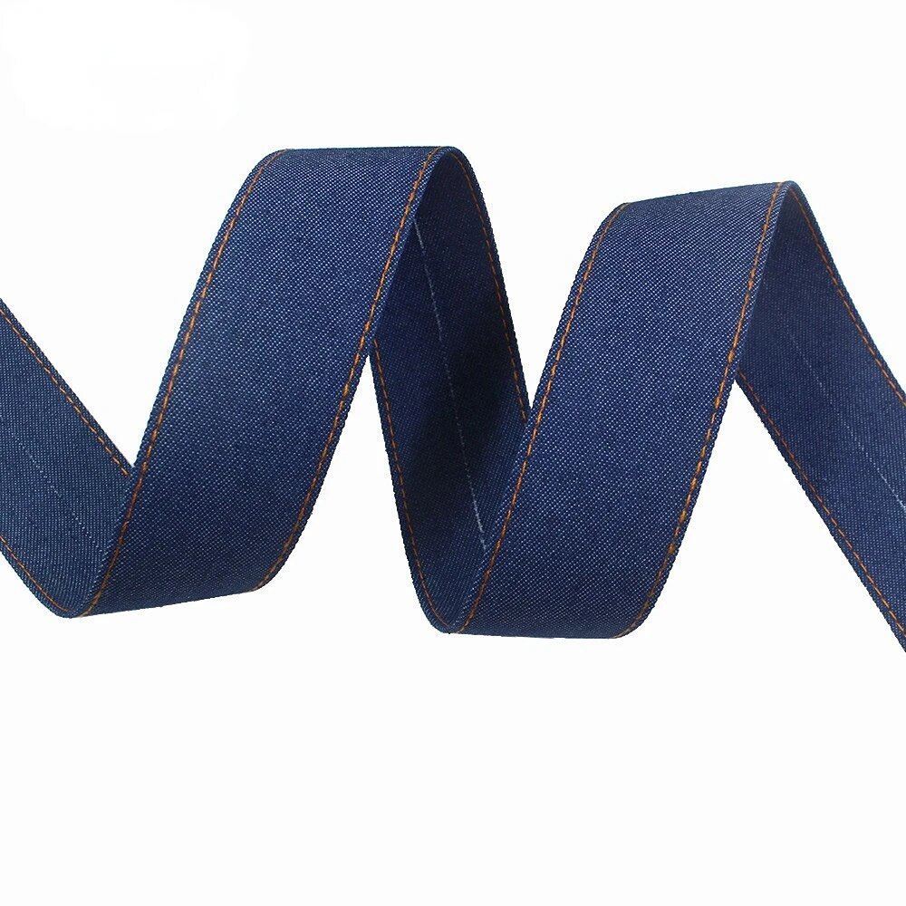 Джинсовая лента Stitch 100% Полиэстер Темно-синий, DarkBlue, 10mm 1yard