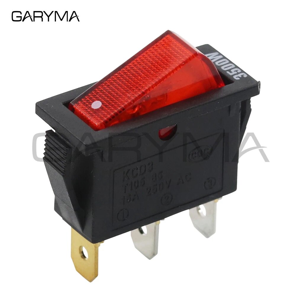 Переключатель KCD3 GARYMA Red Light 2-3P 3500w