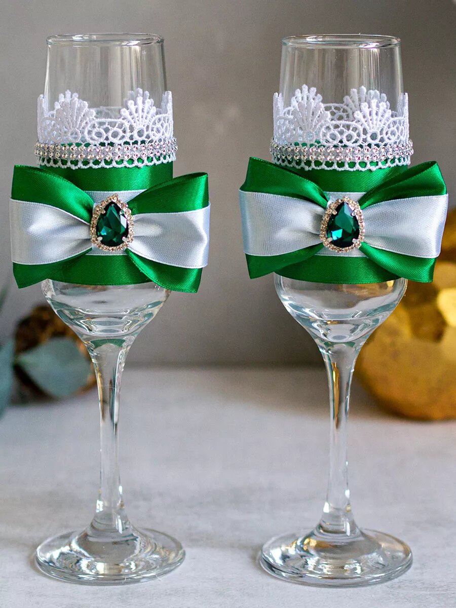 Свадебные бокалы для молодоженов, фужеры жениха и невесты для шампанского новобрачных 2 шт.