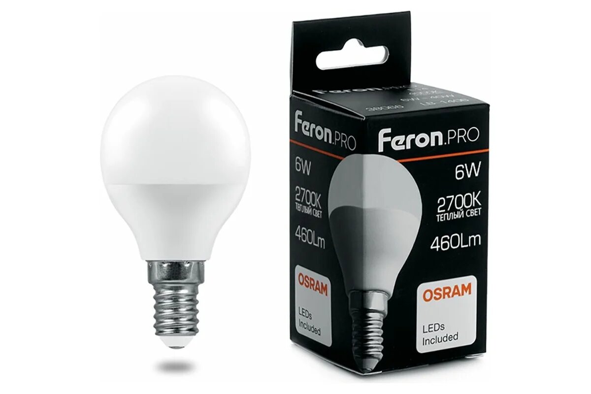 FERON PRO LB-1406 Шарик E14 6W 2700K OSRAM LED Светодиодная лампа для дома, декоративная