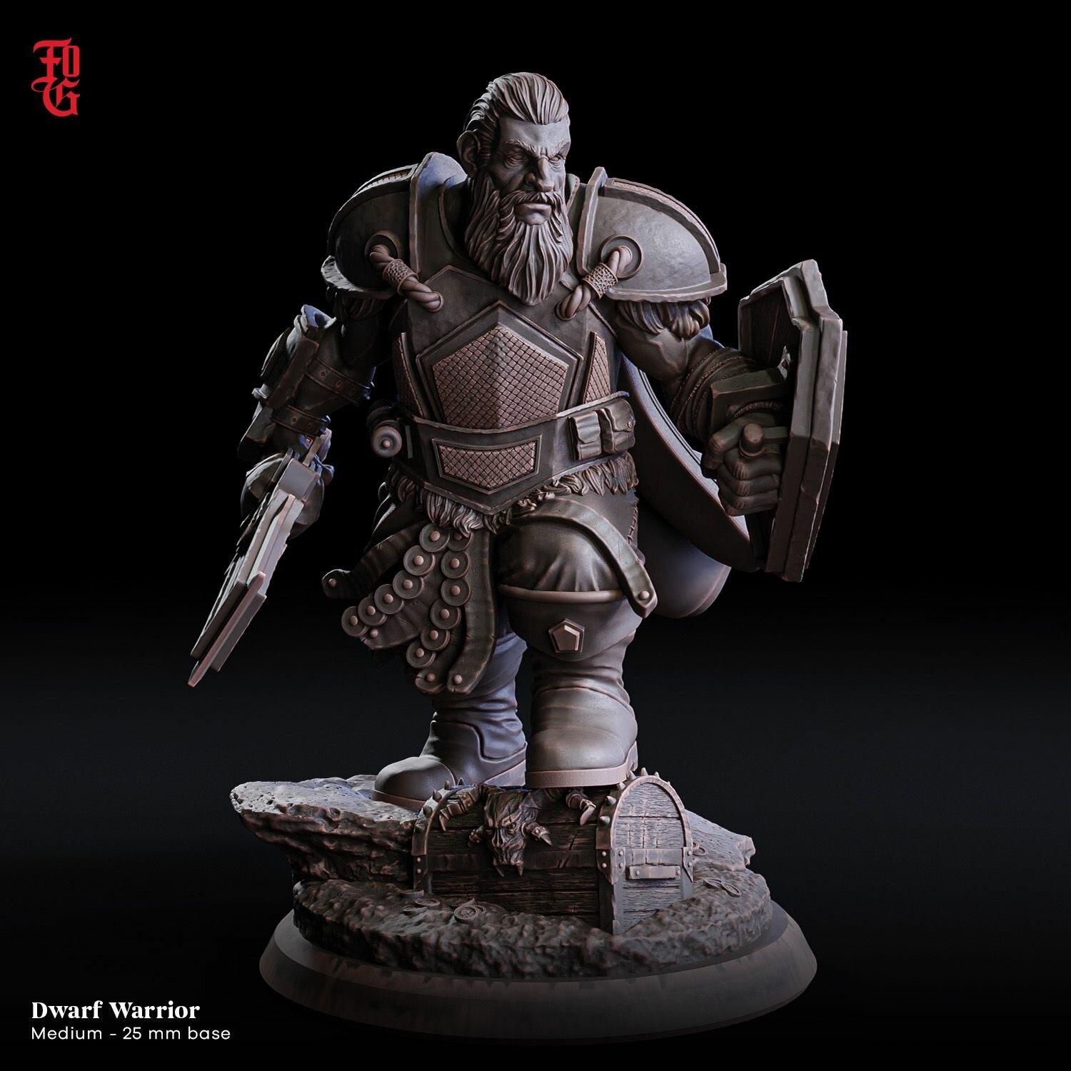Миниатюра D&D "Дварф рыцарь" 32 мм (DnD, Dungeons & Dragons, ДнД, Подземелья и Драконы, Pathfinder)