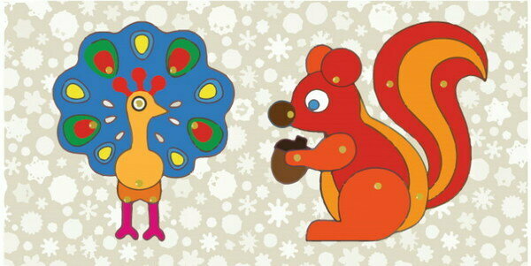 Забавные фигурки для росписи: Павлин и белочка- забавные фигурки Color Kit SX-DH525