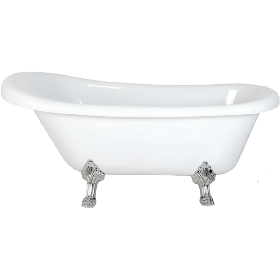 Акриловая ванна Ceruttispa Classic 9323 155x75 см, отдельностоящая, белая, овальная, на ножках, со сливом-переливом
