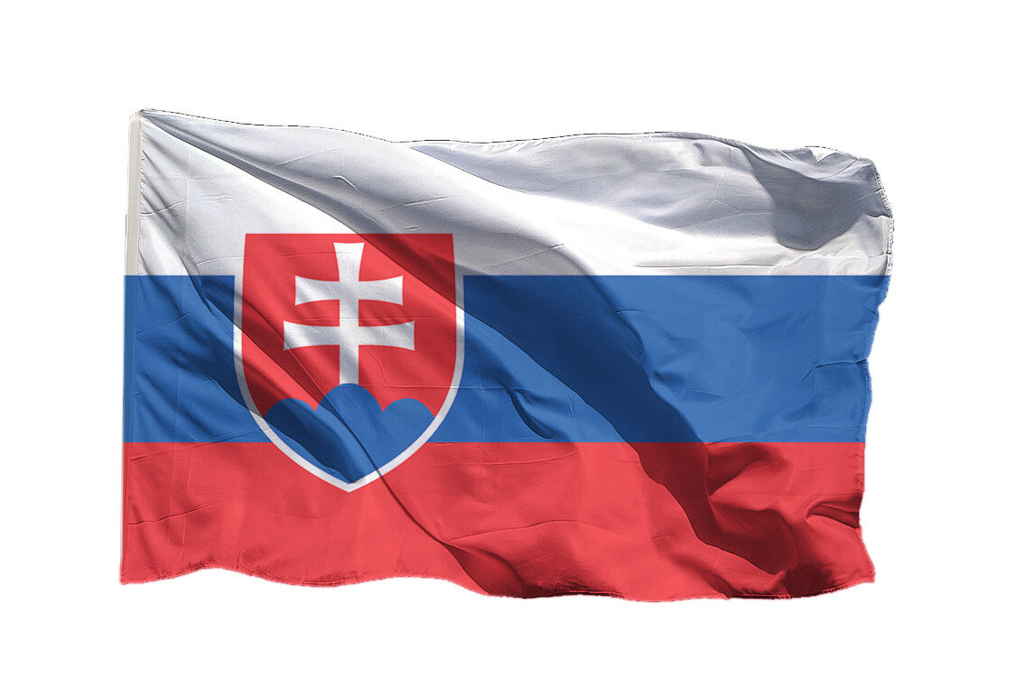 Флаг Словакии на шёлке, 70х105 см - для ручного древка