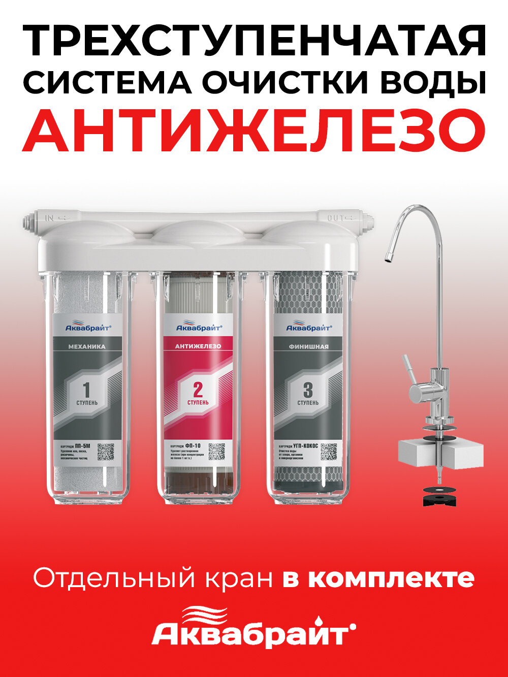 Аквабрайт Трёхступенчатая система очистки воды для удаления железа (абф-триа - антижелезо)