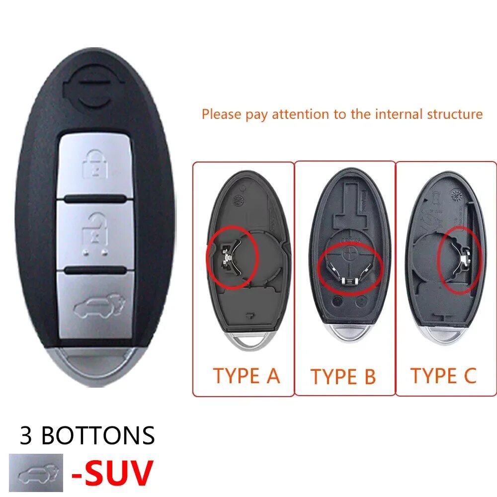 Корпус брелока Nissan 3 кнопки, TYPE B, SUV