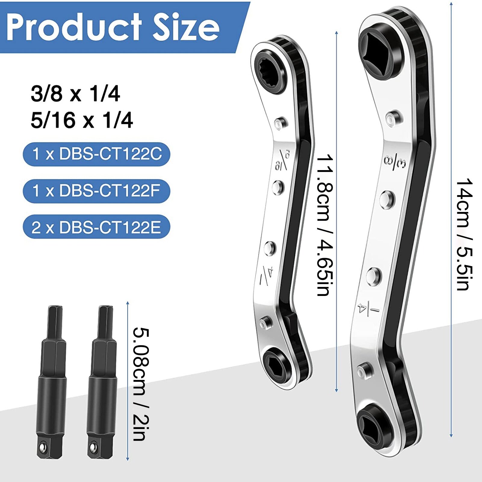 Сервисный ключ для систем отопления, вентиляции и кондиционирования воздуха, от 3/8 до 1/4 дюйма, от 5/16 до 1/4 дюйма, ключ с трещоткой из нержавеющей стали высокой твердости для холодильного оборудования