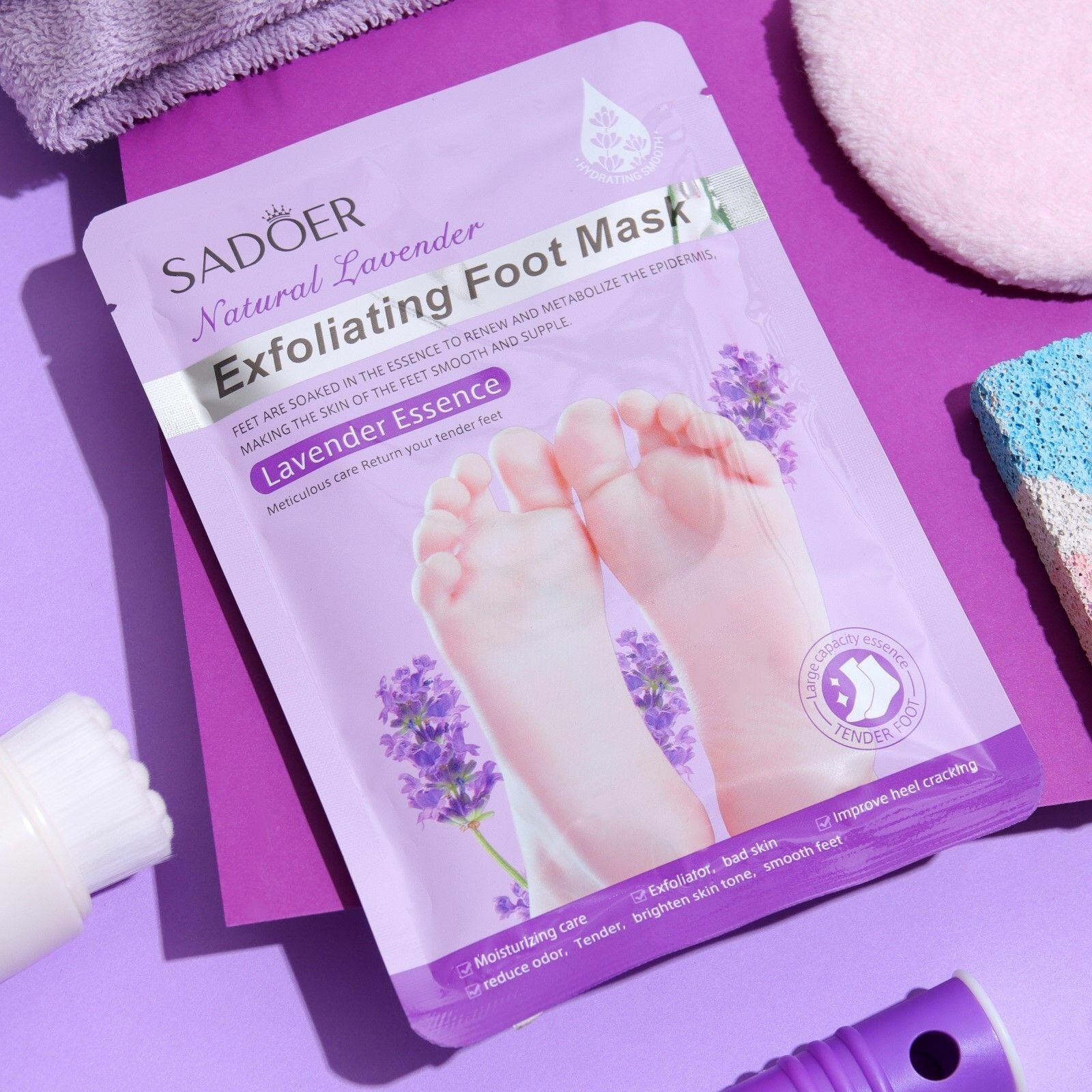 Маска-носки для ног, универсальная, восстанавливающаяс лавандой