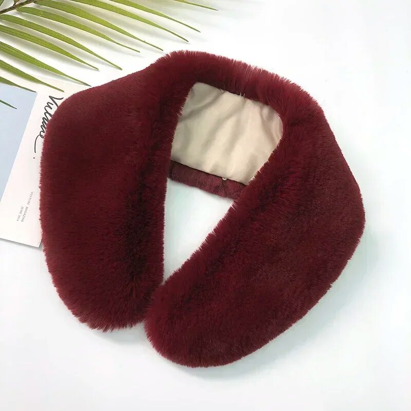 2025 зимняя пушистый фальшивый мех воротник для женщин фальшивый кролик мех мягкий теплый крюк вверх стиль шарф 2 в 1 толстый шея теплее 55 * 17 см,200,55,12, искусственный мех, полиэстер,