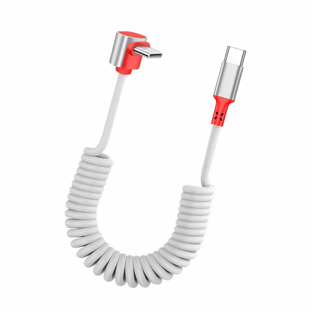 Телескопический кабель для передачи данных с пружиной быстрой зарядки PD100W dual TypeC-белая и красная модели