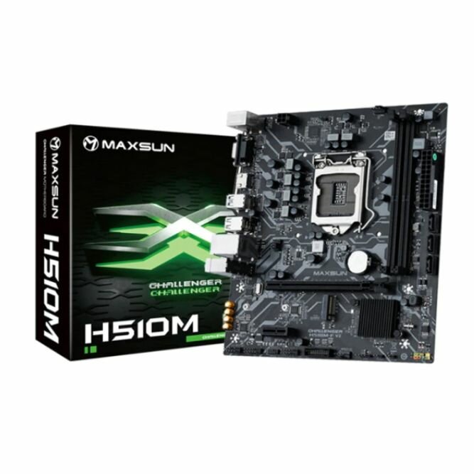 Материнская плата MAXSUN MS-CHALLENGER H510M-H (MS-CHALLENGER H510M-H) - LGA 1200, Intel H510, 2хDDR4, 7хPCI-Ex16, 1хМ.2, Micro-ATX