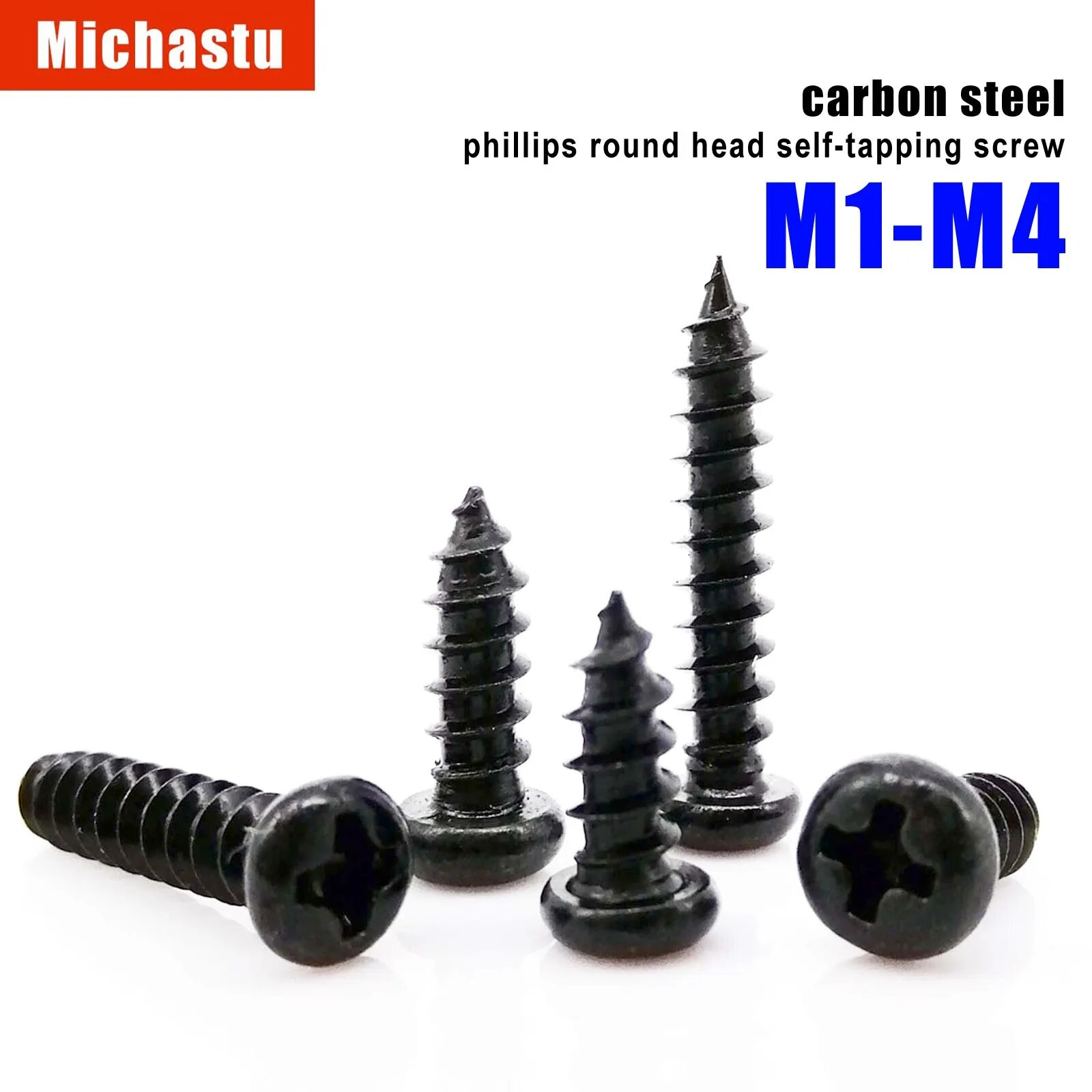 Саморезы Michastu из углеродистой стали M1-M4 50/100 шт. 100pcs M3, 14 мм