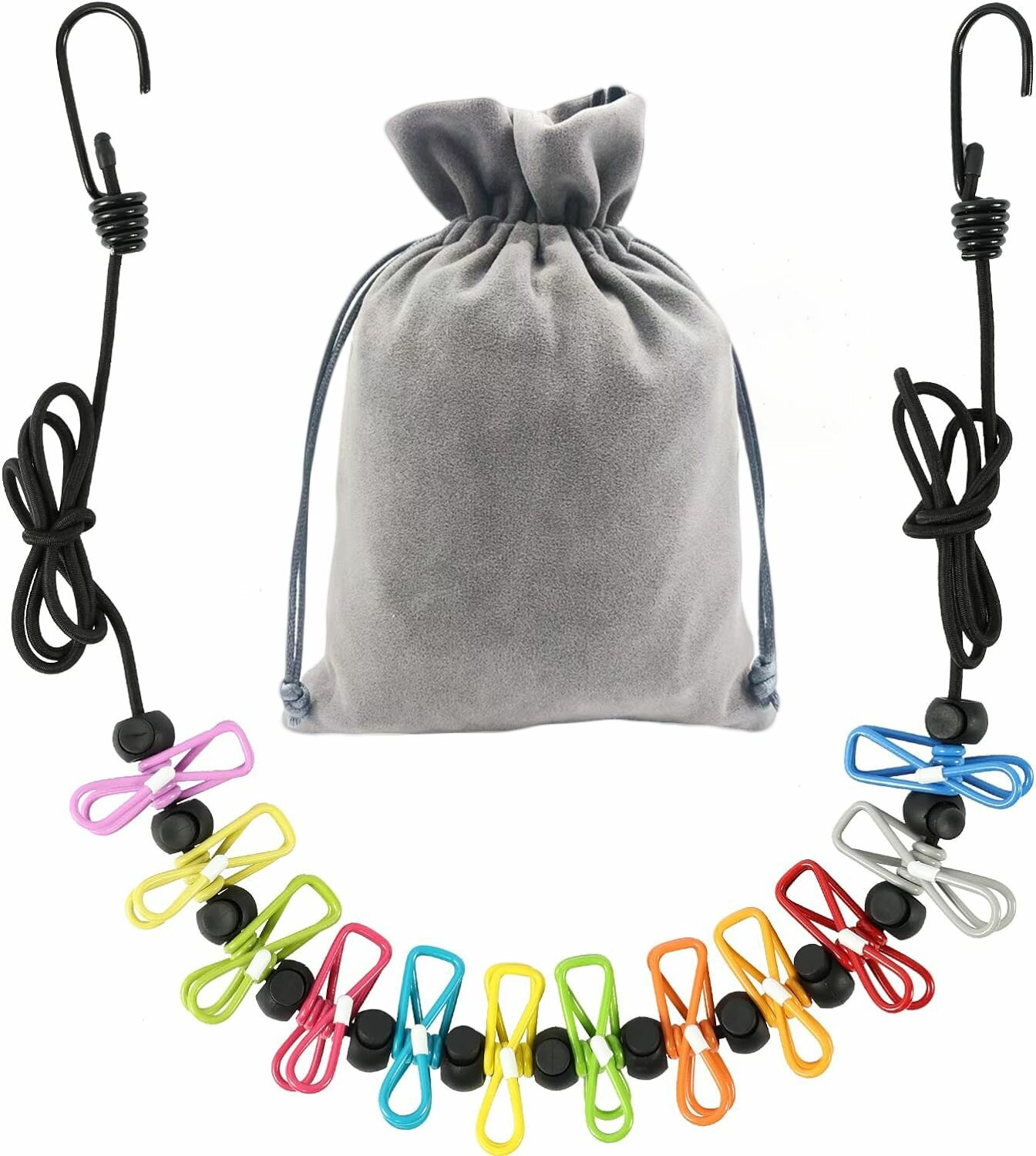 Выдвижная переносная бельевая веревка для путешествий (набор из 12 прищепок)