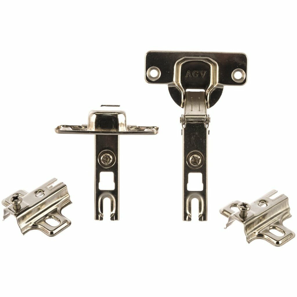 Петля мебельная универсальная, Slide-On, 123030, оцинкованная, наклон 110* с отв. пл, 2 штуки, белый цинк