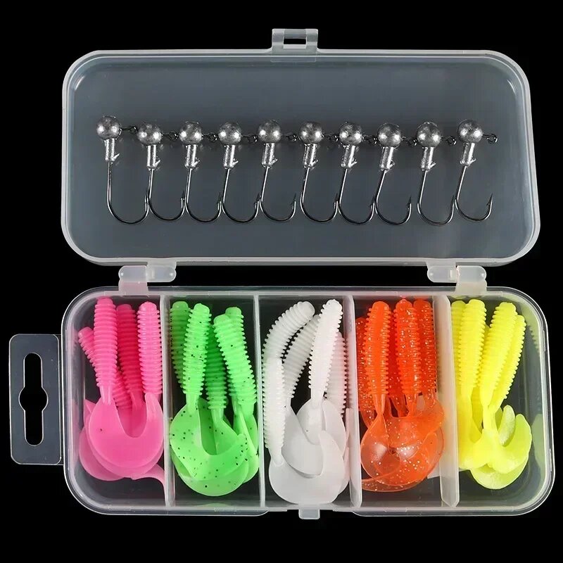 Набор из 25 рыболовных приманок с мягкой приманкой и свинцовым крючком, рыболовные снасти из мягкого пластика, рыболовные снасти, набор мягких приманок для рыбы