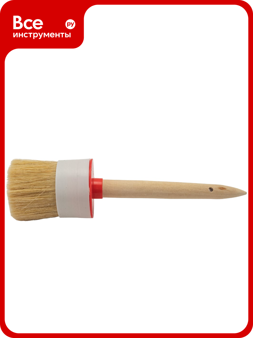 Круглая кисть Кедр №22 70 мм, натуральная щетина, деревянная ручка, для окраски узких длинных поверхностей