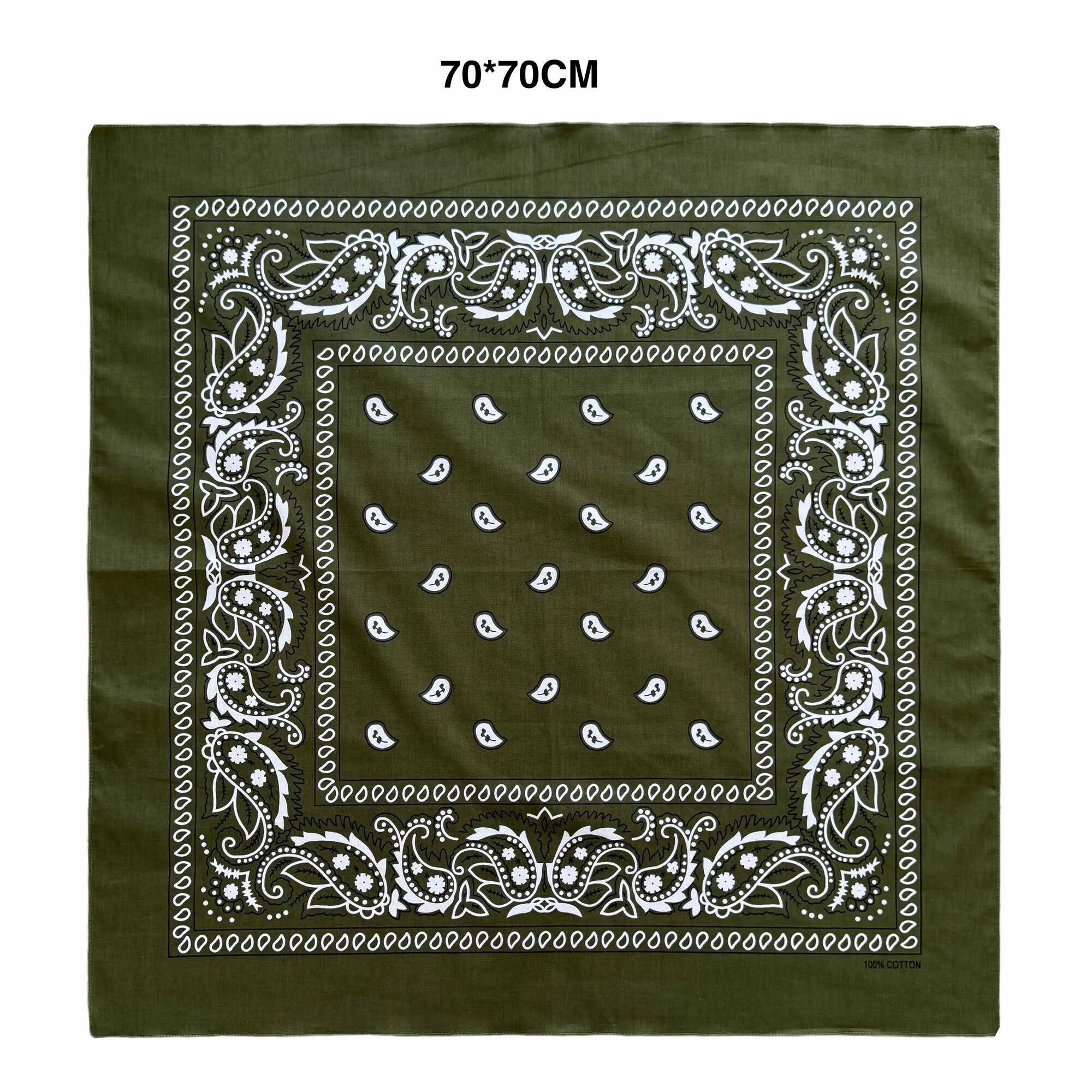 Бандана хлопковая темно-зеленая 70x70 см, B-25