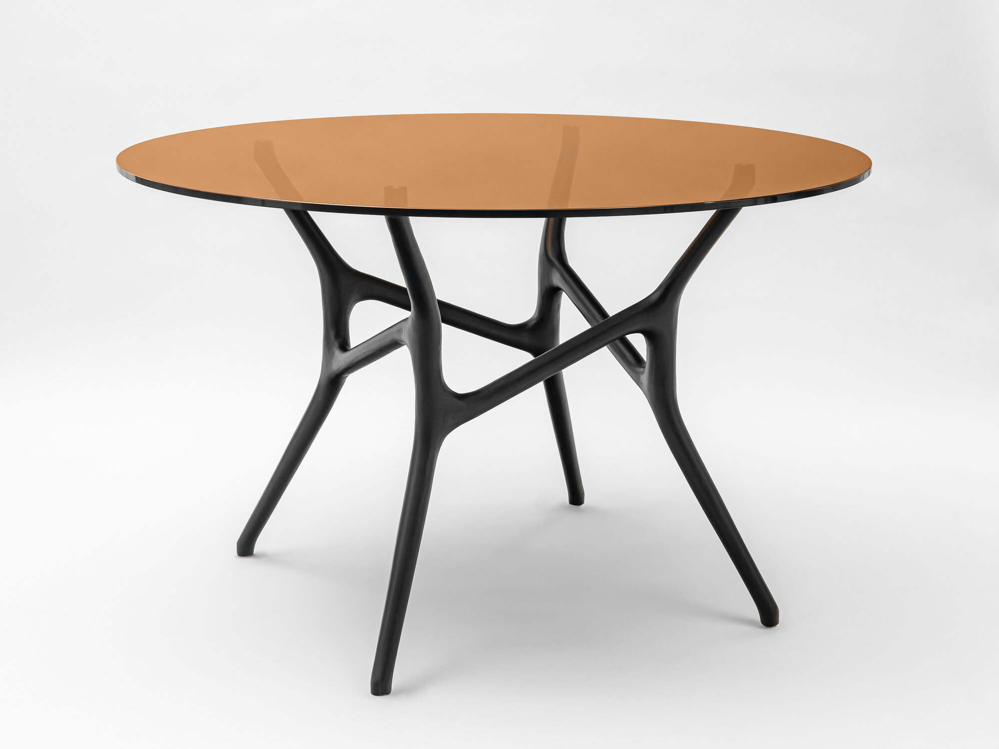 Стол обеденный круглый Ash, стеклянная столешница, 120 см, Основание - массив американского ясеня, Столешница - — фото 1