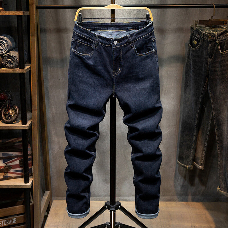 Охоты Брюки JYL Чистый цвет Нов. муж. одежда американ. стиль прямой нога штаны муж. стир. джинсы муж. лиш. толст. деним муж. штаны денимчерный/38