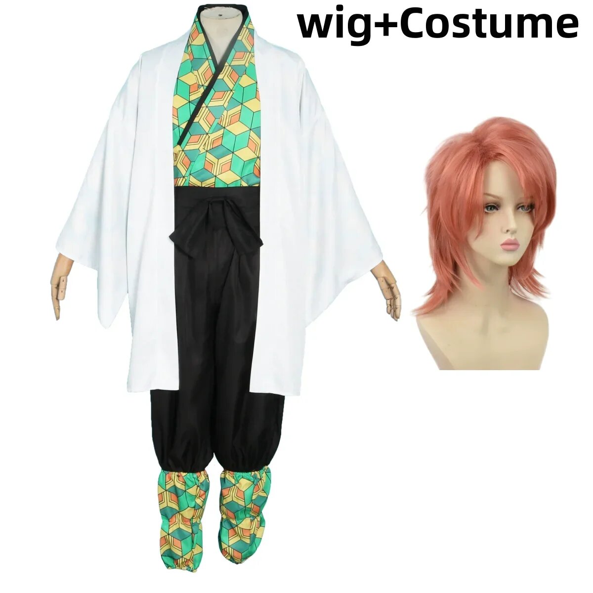 Сабито Косплей Костюм Зеленый М, suit wig