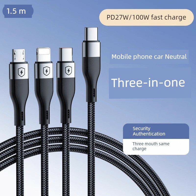 1,5 м Ночной черный Type-C Одинарный кабель 100 Вт быстрая зарядка USB автомобильный зарядник