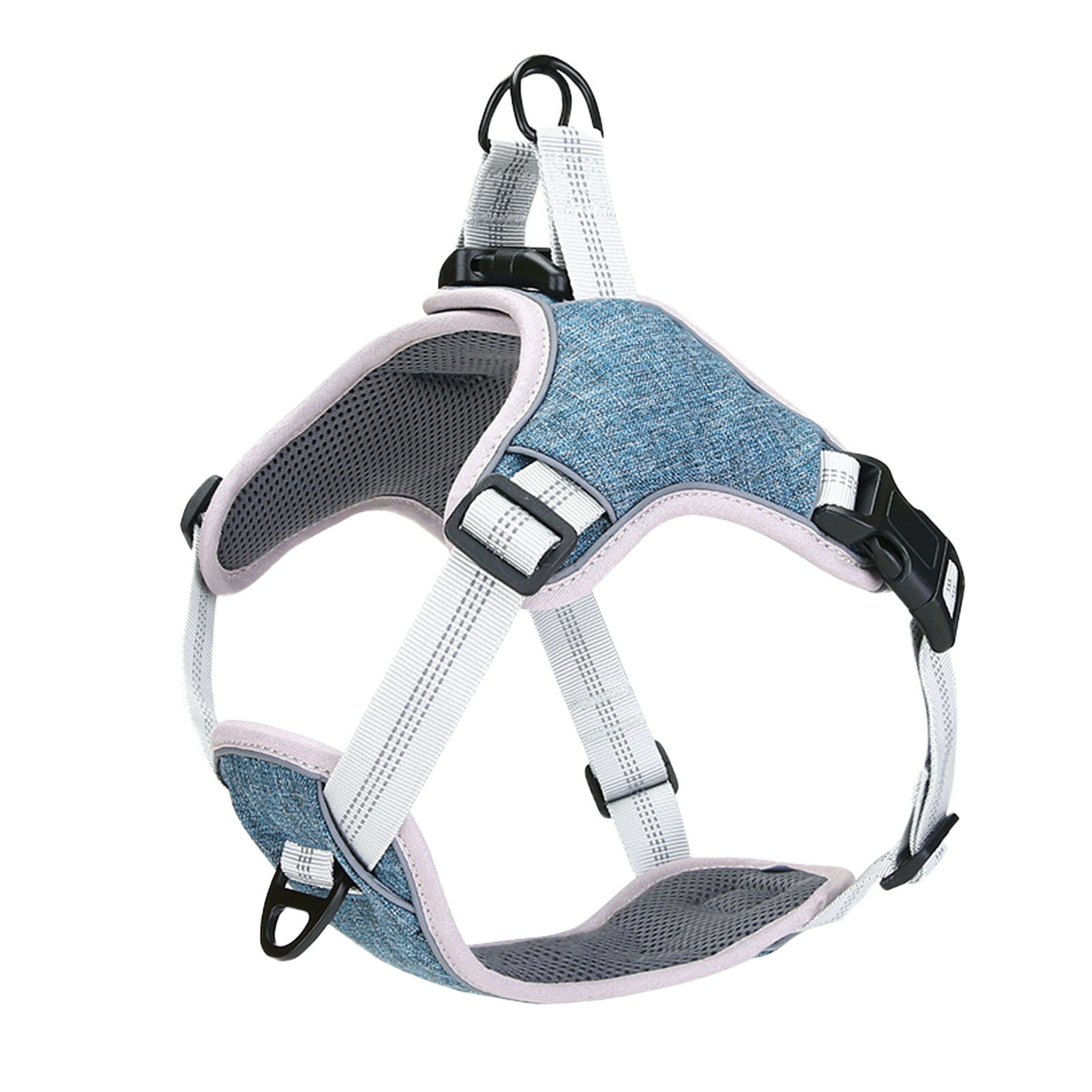 Собачья шлейка жилет со светоотражающими элементами, регулируемая, выдвижная, безопасная, нагрудная лямка для собак, домашних животных, кошек, синяя, размер M