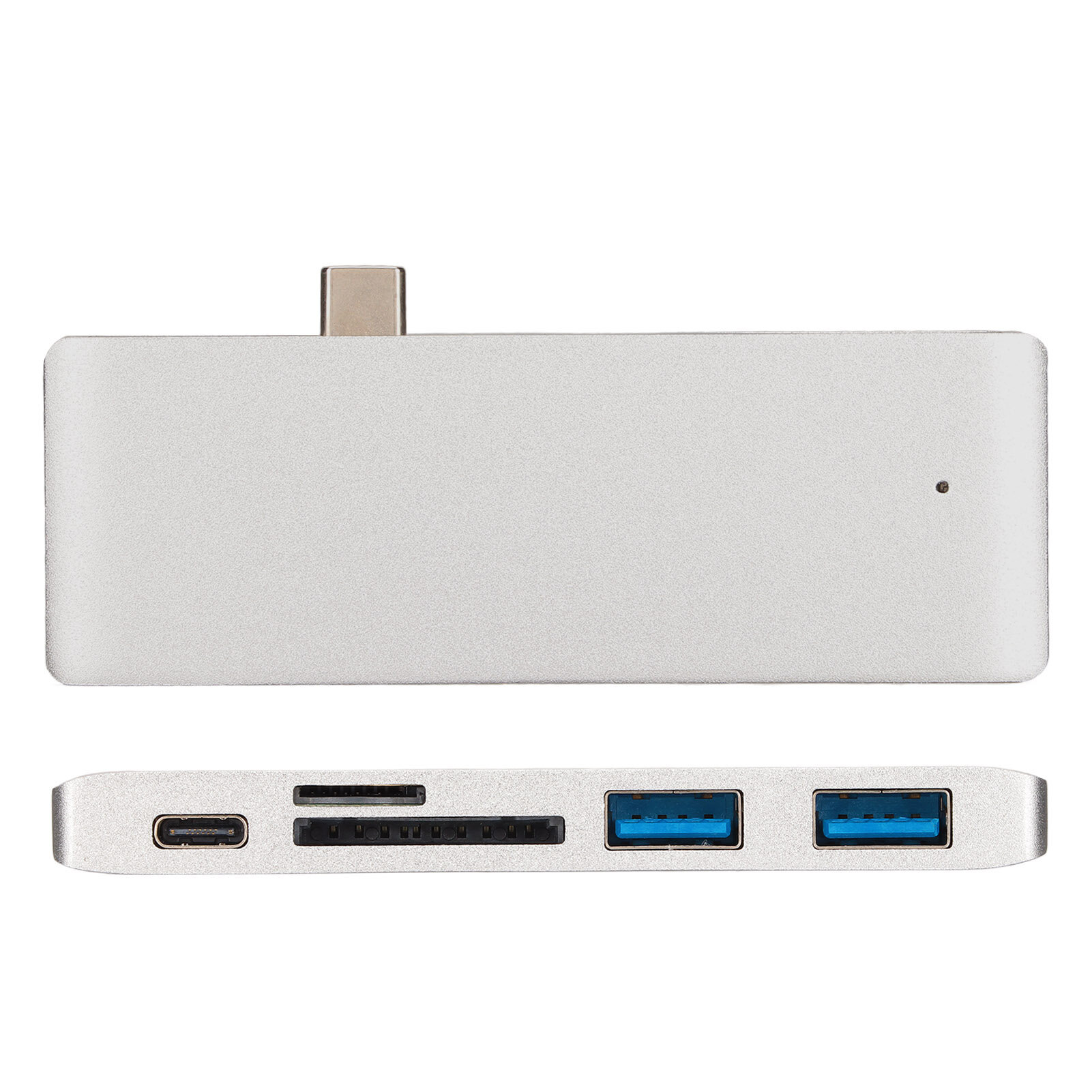 Портативный USB-C концентратор 5 в 1 с поддержкой быстрой зарядки PD и многопортовым расширением, USB-C адаптер для MacBook и планшетов, серебристый.