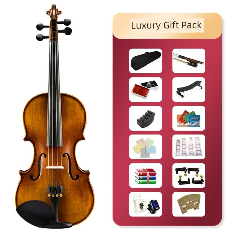 Скрипка из натурального дерева с антикварным матовым покрытием, размер 1/8 для детей выше 105 см