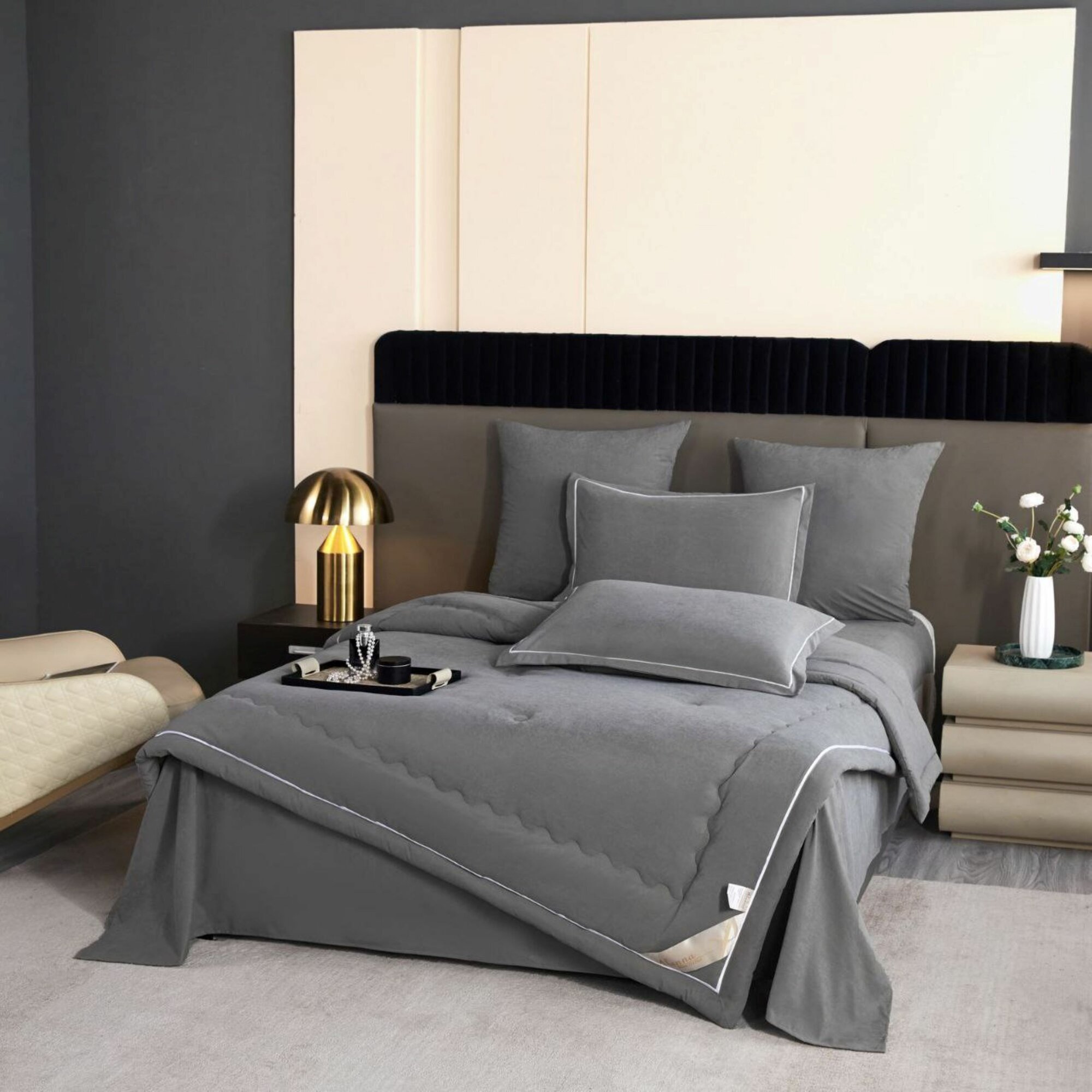 Постельное белье евро с одеялом в подарочной сумке, 6 предметов, мягкое как бархат