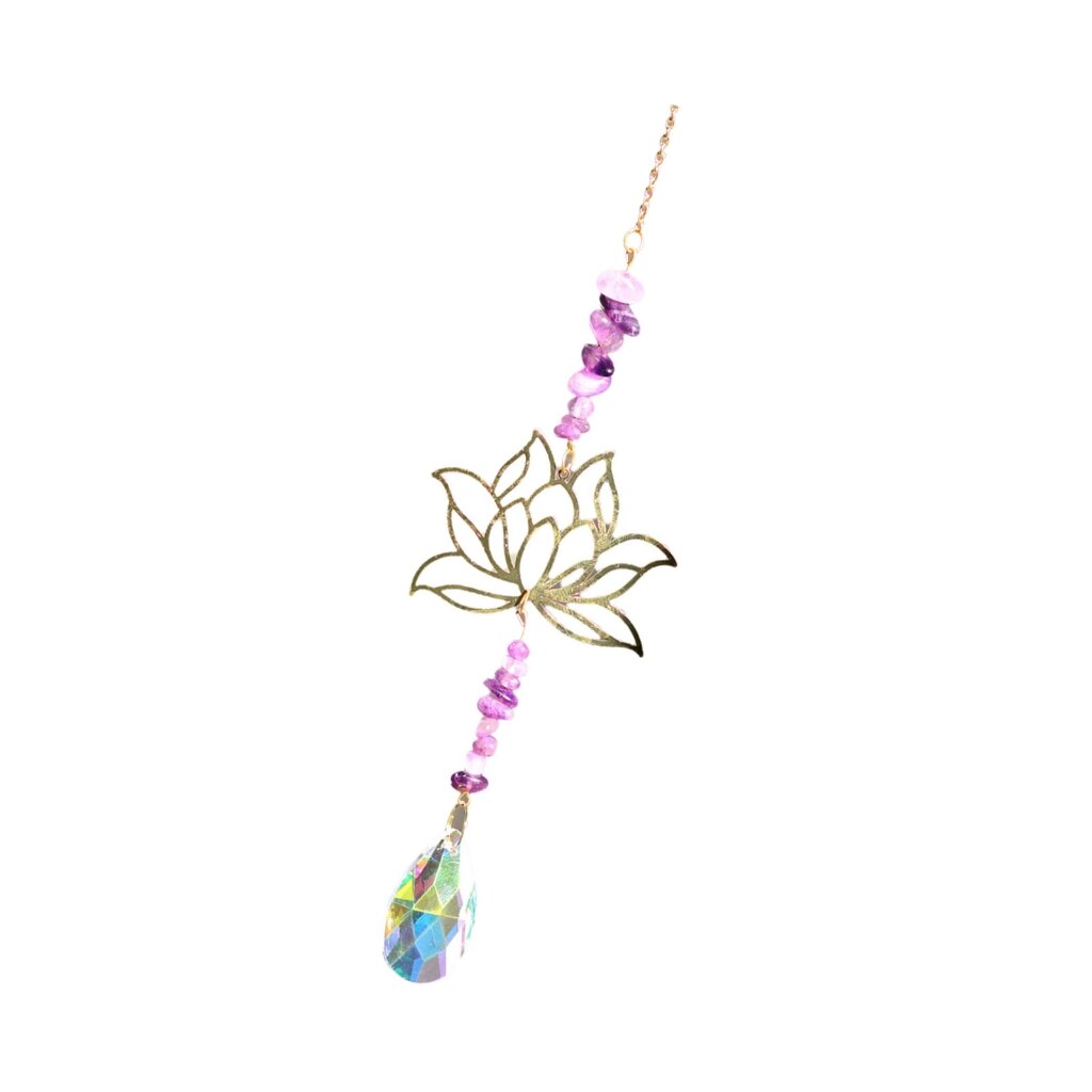 Хрустальные ловцы солнца в форме лотоса, подвесное украшение, создающее радугу, витраж для сада и наружного декора