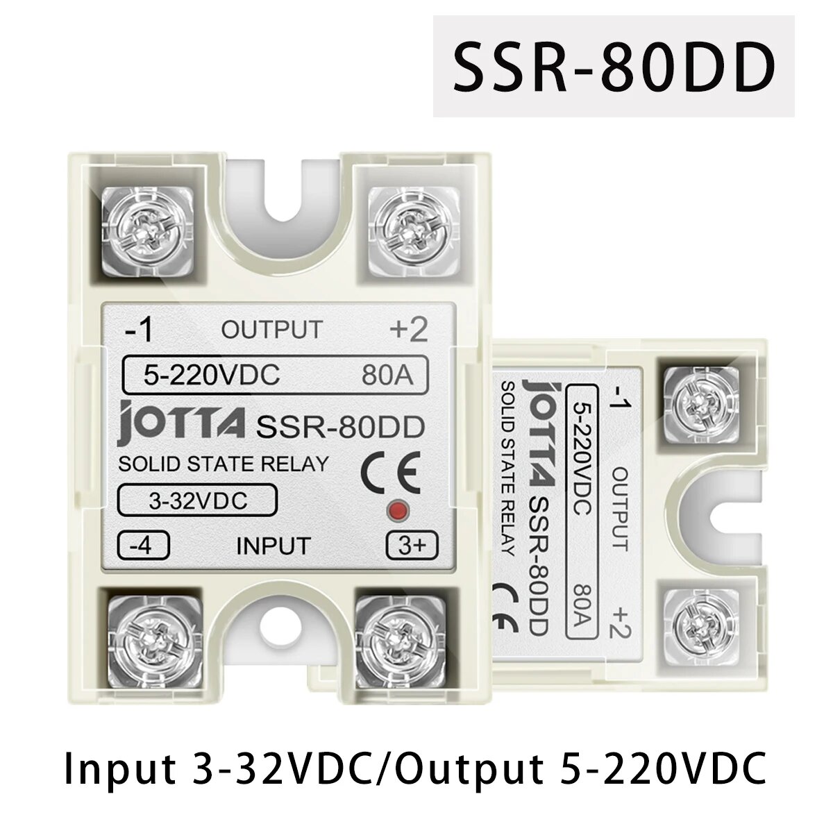 SSR-80DD Управление постоянным током SSR Белый корпус Однофазное твердотельное реле 80 А Вход 3-32 В постоянного тока Выход 5 ~ 220 В постоянного тока