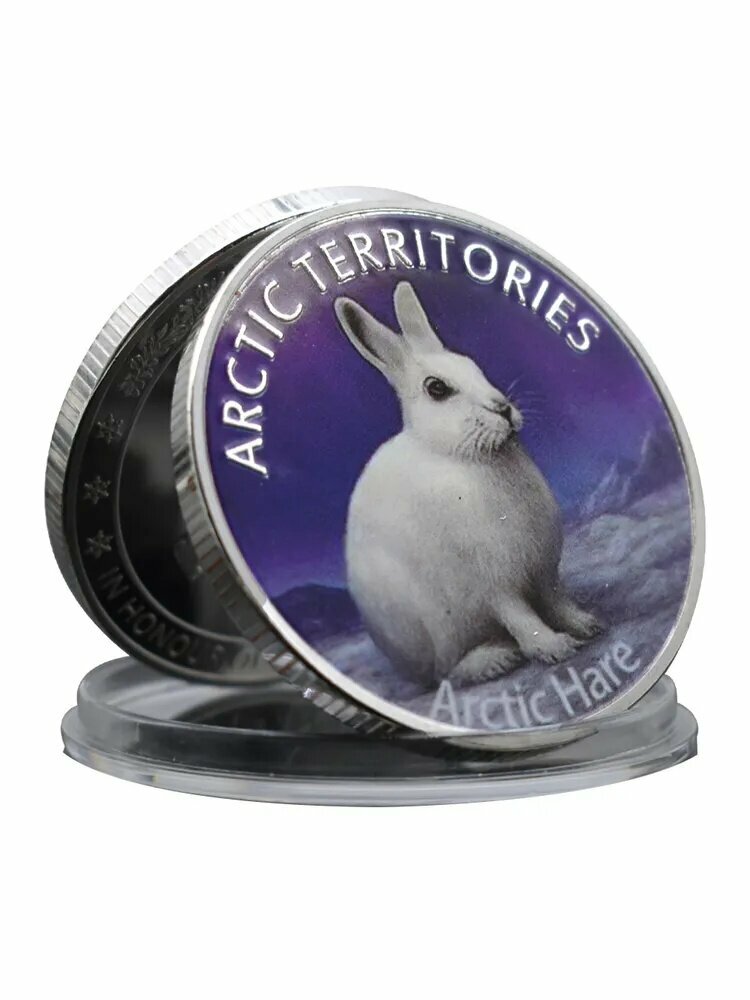 Набор памятных монет Арктика, 8 шт Белый медведь, нарвал, арктическая лиса, кит, тюлень Коллекционные сувенирные монеты